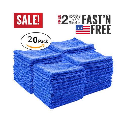 20 Pack Microfiber Cleaning Cloth No-Scratch Rag Car Polishing ...