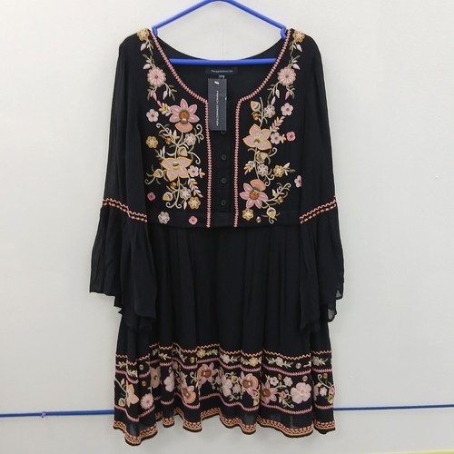 French Connection Embroidered Dress Women Size 16 Navy Multi New RMF ...