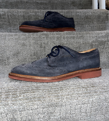 J CREW Shoes Mens Size 11.5 Kenton SET Wingtips Navy Blue Suede Oxford ...