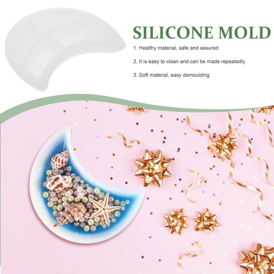 1pc Silicone Casting Epoxy Mold DIY Creative Plate Mold Moon Design ...