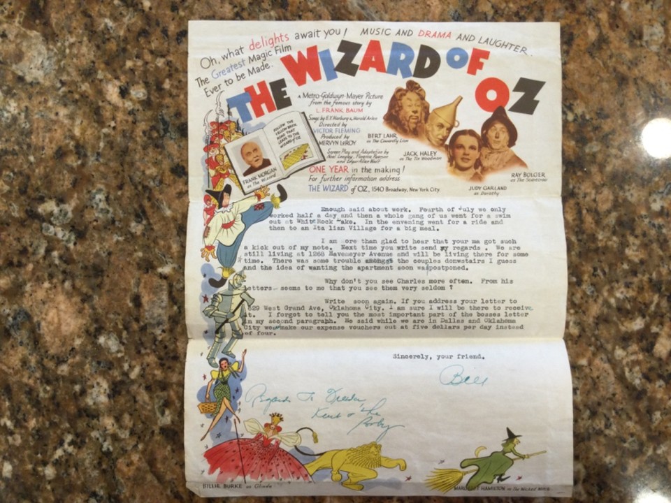 Two Page Letter from MGM Attorney on Wizard of Oz Stationary from 1939 ...