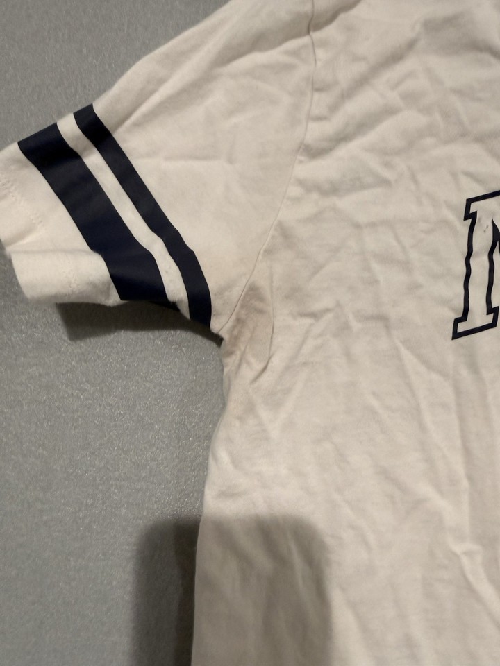 Nike Shirt Womens Small White Varsity Stripe Logo Short Sleeve Cotton W ...