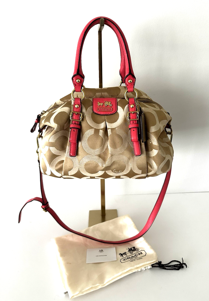 COACH Bag 2012 Pink 2 Way Hand/Shoulder Bag Leather Trim | eBay Australia