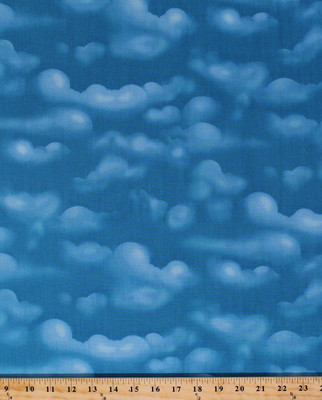 Cotton Clouds Cloudy Blue Sky Skies Landscape Cotton Fabric Print BTY ...