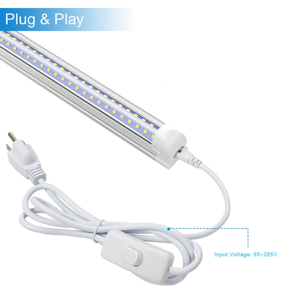 4 Pack LED Shop Light Fixture 40W Linkable 6500K T8 4FT Ceiling Tube ...