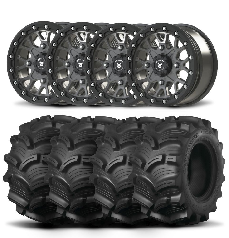 Set of 4 Bullite Rider Wheels 14" Gray/Kenda K538 Executioner Tires ...
