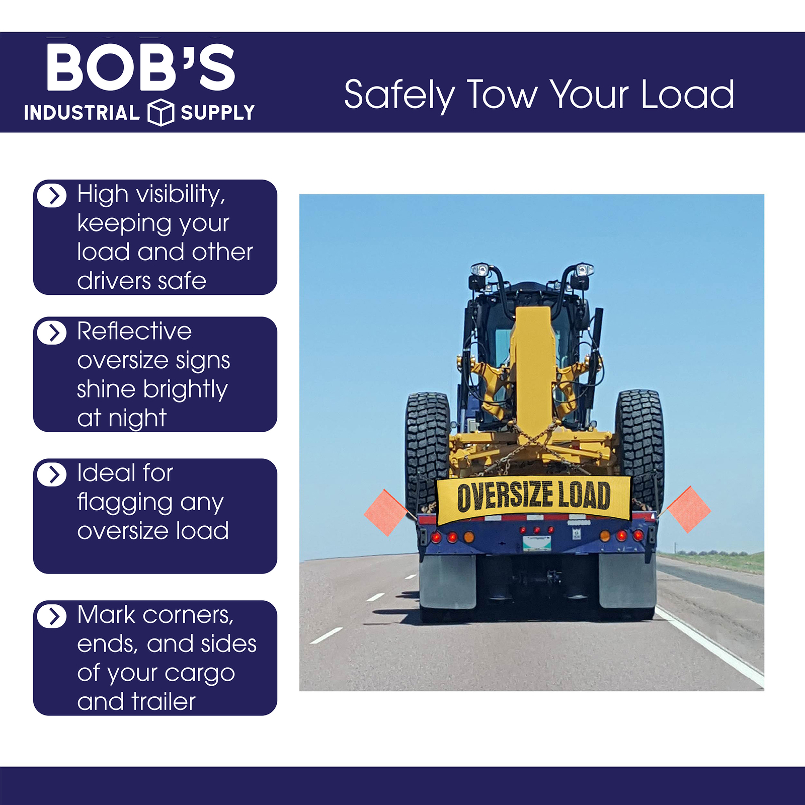 BISupply Towing Safety Flag Kit - Oversized Trailer Safety Flags for ...