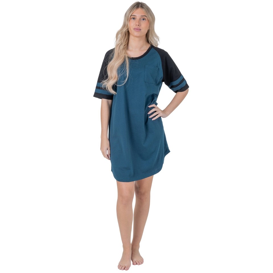 Womens Short Sleeve Sleepshirt Nightshirt Nightgown with 2-tone 3 ...