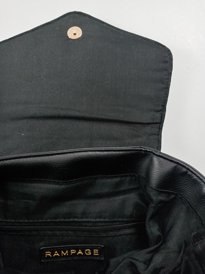 Rampage Backpack Purse Black Vegan Leather Zipper Accent Adjustable ...