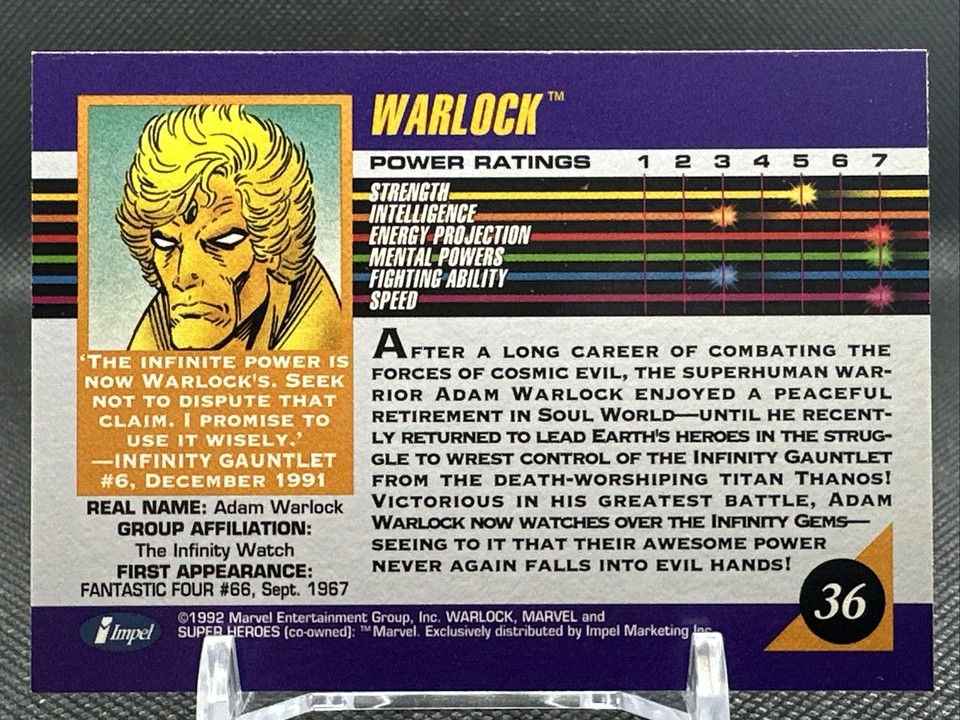 Marvel 1992 - Warlock #36 - Impel Marvel Universe Series 3 Trading Card ...