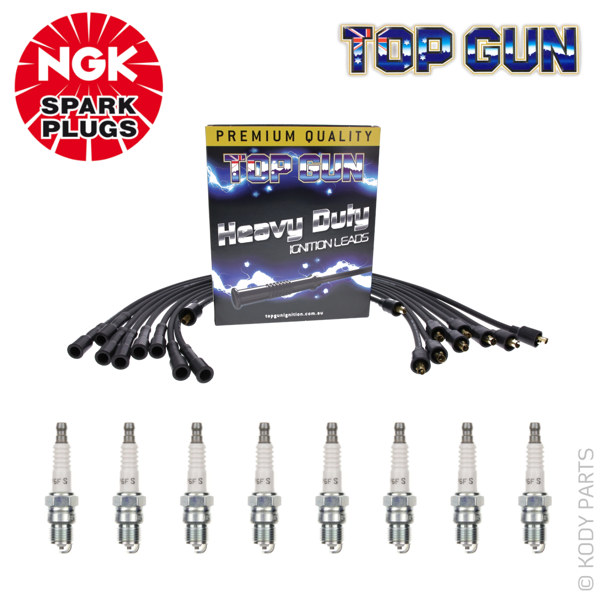 TOP GUN IGNITION LEADS & NGK PLUGS for Holden Torana SS LX 5.0L V8 308 ...