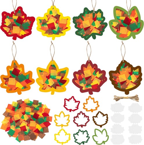 Autumn Maple Leaves Window Art Kit: Tissue Paper Crafts for | eBay