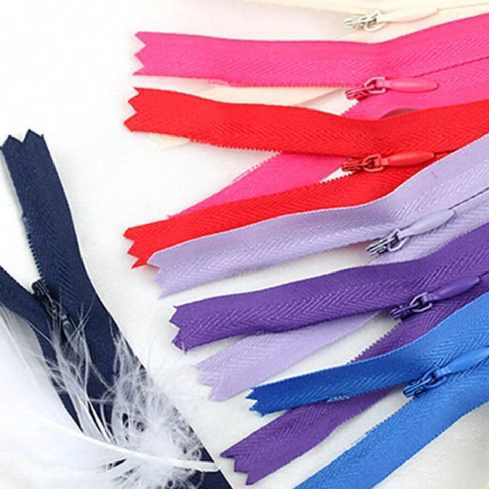 50PCS Nylon Invisible Zippers Random Color Sewing Craft Zip With Cloth ...