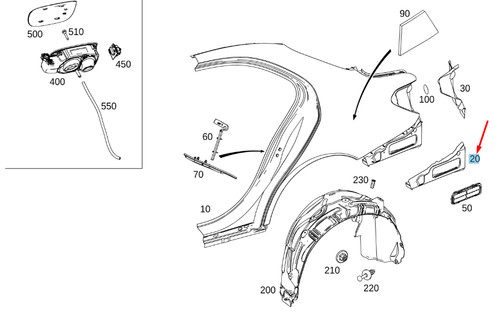 MERCEDES-BENZ C W205 REAR RIGHT FENDER CLOSING PANEL A2056302403 | eBay ...