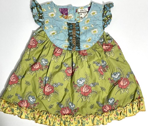 Matilda Jane Green Turquoise Floral Rose Top Sleeveless Ruffles Size 2 ...