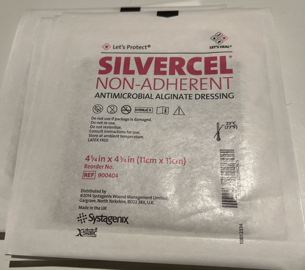 Silvercel Alginate Dressing Systagenix 900404 4.25in x 4.25in - 10 ...