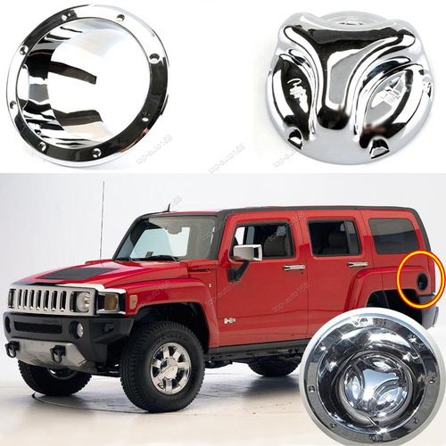 2X Chrome Gas Tank Cover Fuel Door Bezel Cap Moulding Trim For Hummer ...