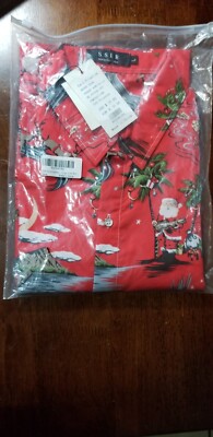 SSLR Men's Collection Tropical Santa Reindeer Tiki Hawaiian Shirt Men’s ...