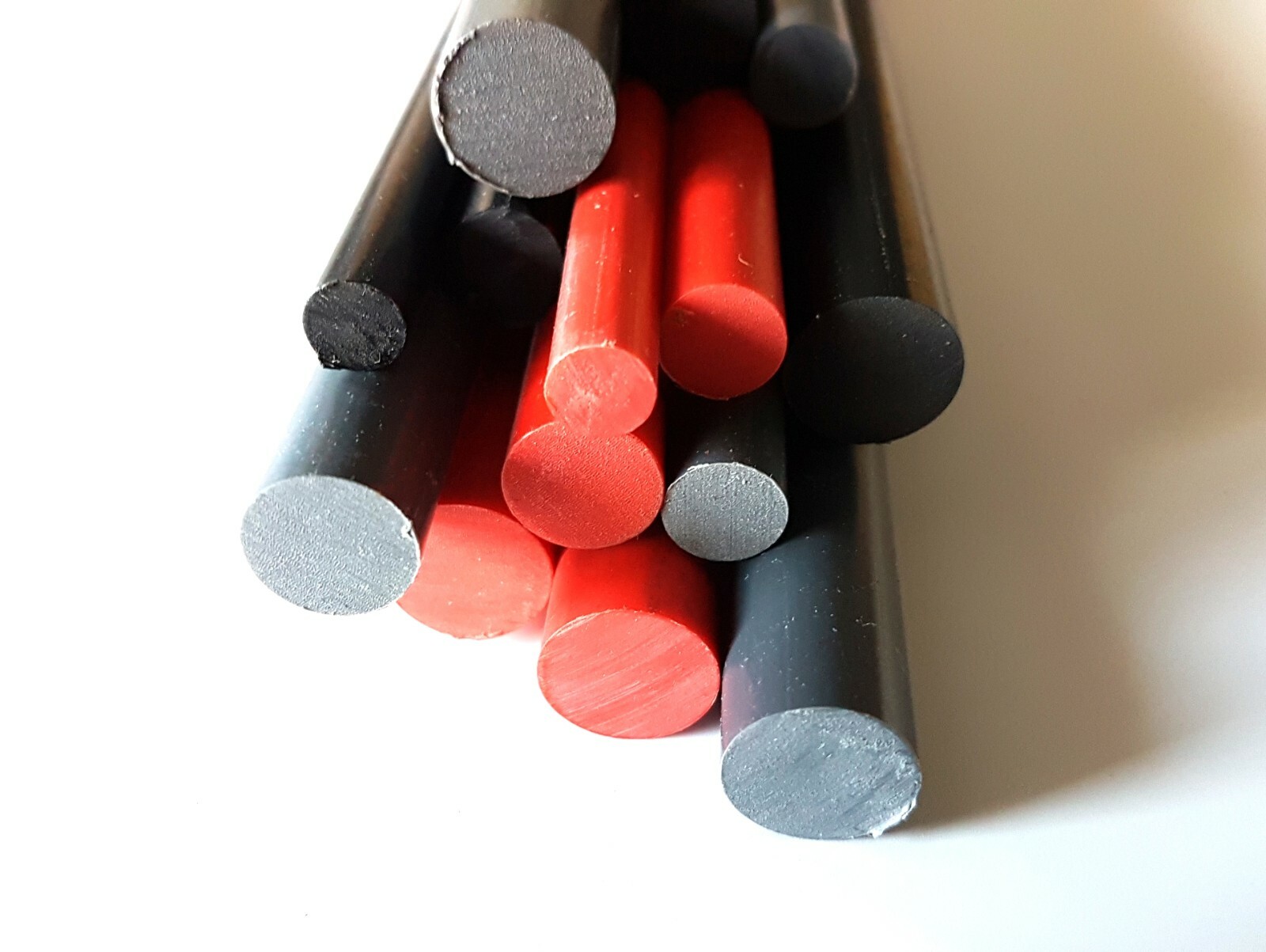 PVC Plastic Round Rod Bar Red, Black, Grey 6 to 25mm Diameter, 50 to ...