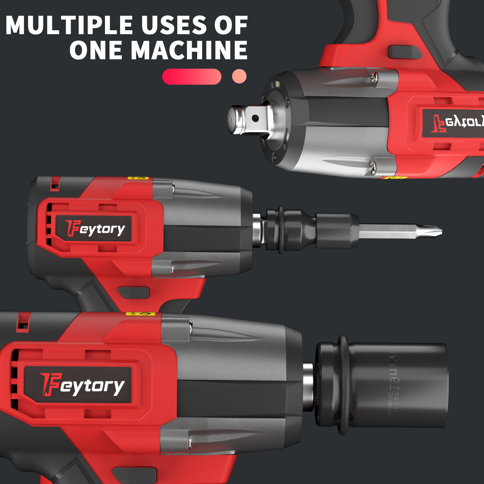 Brushless Electric Impact Wrench Drill 1/2"Driver 2000Nm for Car Tyre ...