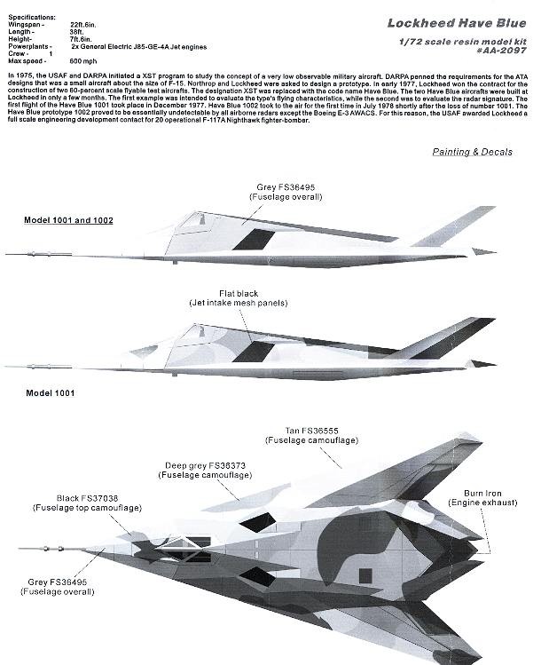 Anigrand Models 1/72 LOCKHEED HAVE BLUE Stealth Aircraft | eBay