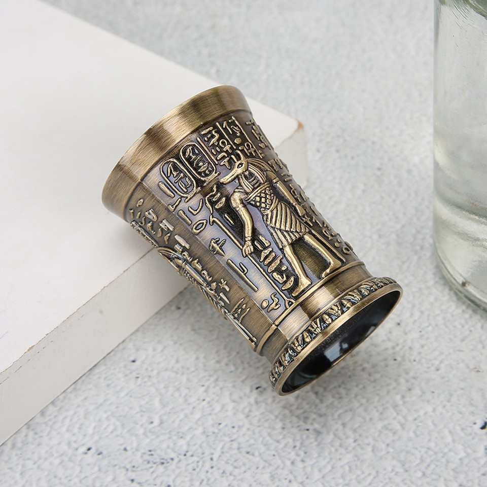 (Copper)Whiskey Shot Glass Vintage Metal Hand Embossed Mini Cup Gift ...