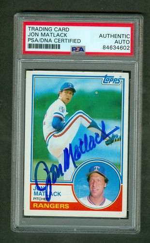 Jon Matlack 1983 Topps #749 Rangers PSA Authentic Encased On Card ...