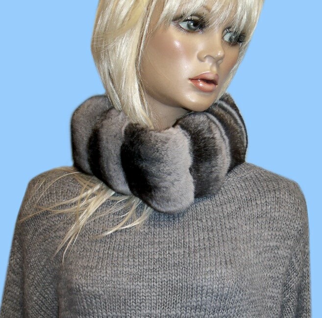 NEW GENUINE CHINCHILLA FUR SCARF -NECK WRAP style SCC-LOOKS GREAT WITH ...