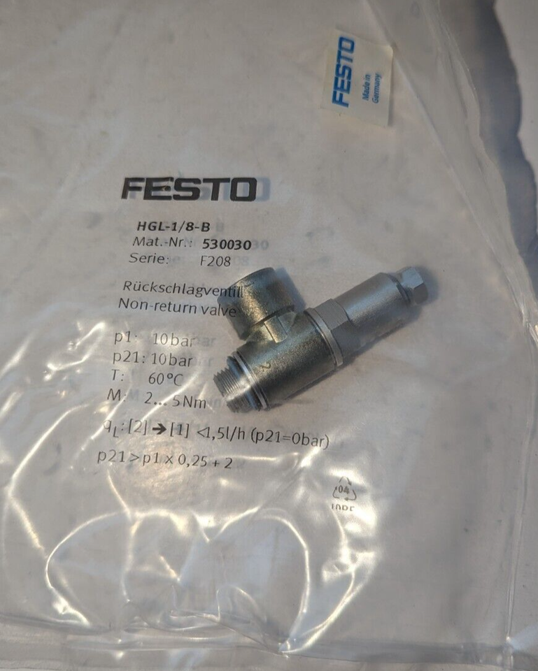 *NEW* FESTO HGL-1/8-B 530030 Piloted Non Return Valve | eBay