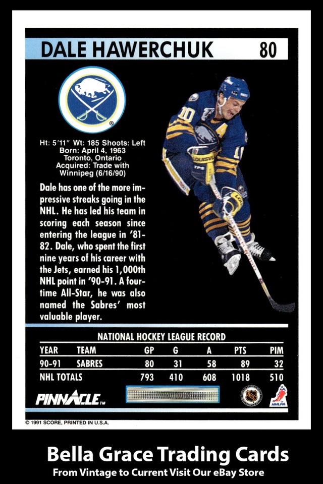 1991-92 Pinnacle Dale Hawerchuk #80 Buffalo Sabres NHL Hockey | eBay