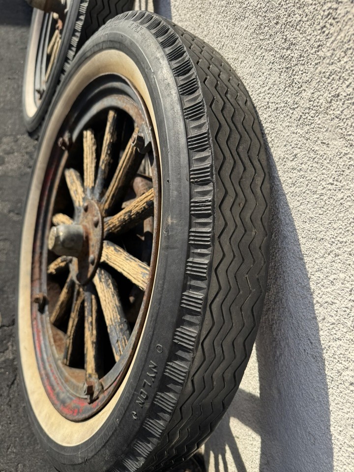 Set Of 4 ANTIQUE FORD MODEL T WOOD CAST IRON CAR TRUCK WHEELS TIRES | eBay