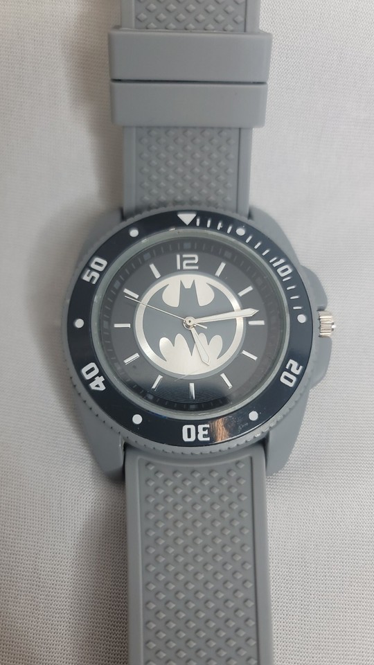 Batman Watch Grey Rubber Band Accutime S15 Marvel DC Comics Stainless ...