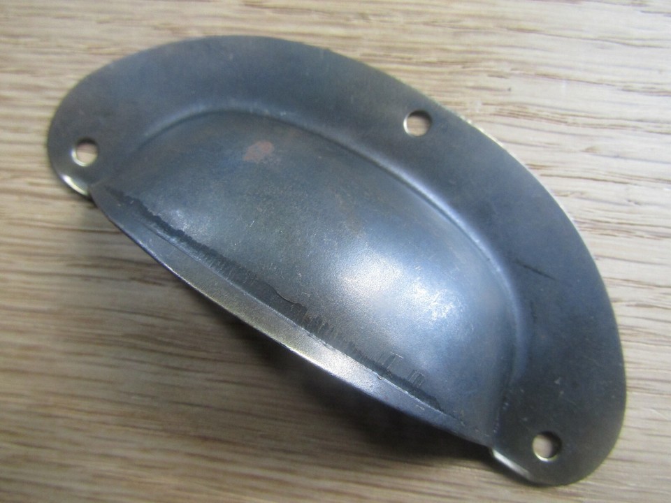4" STEEL antique retro vintage shell cupped cup pull drawer cupboard ...