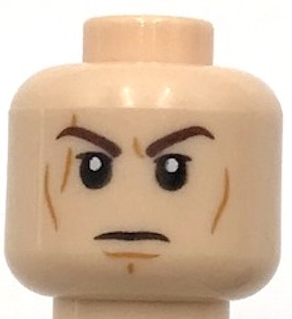 Lego New Light Nougat Minifigure Head Dual Sided Cheek Lines Scar ...