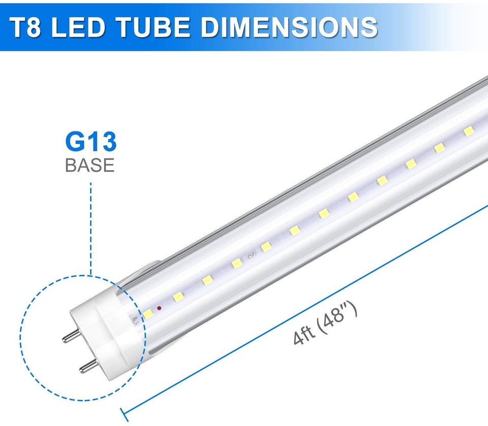 48inch 4FT 22W T8 G13 LED Tube Lights Ballast Bypass Single Ended Power ...