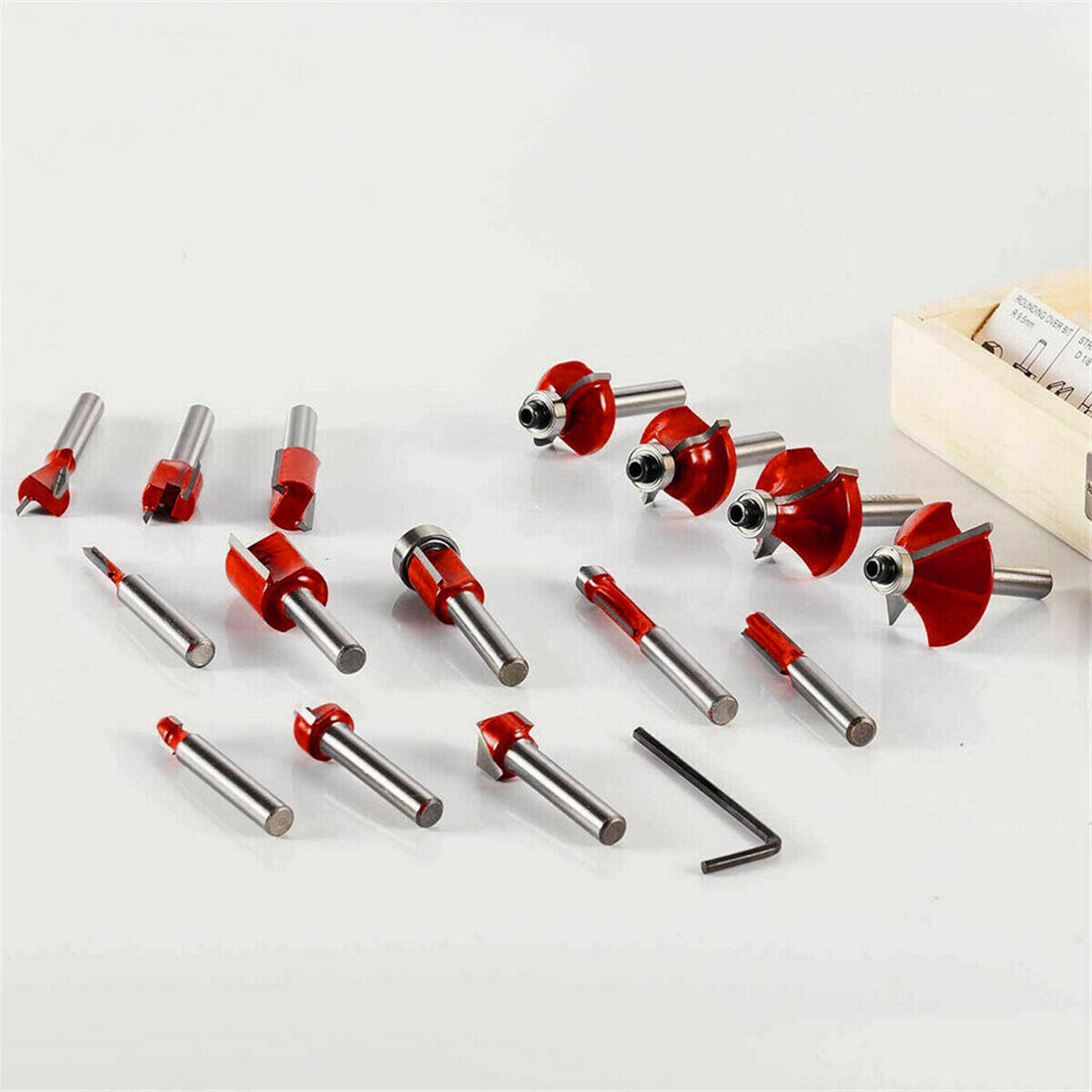 15x Tungsten Carbide Tipped TCT Router Bits 1/4" Shank Sealed Bearing ...
