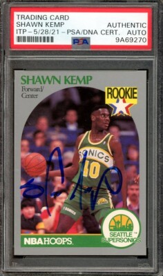 Shawn Kemp Signed 1990 Hoops Rookie Basketball Card #279- PSA/DNA ITP ...
