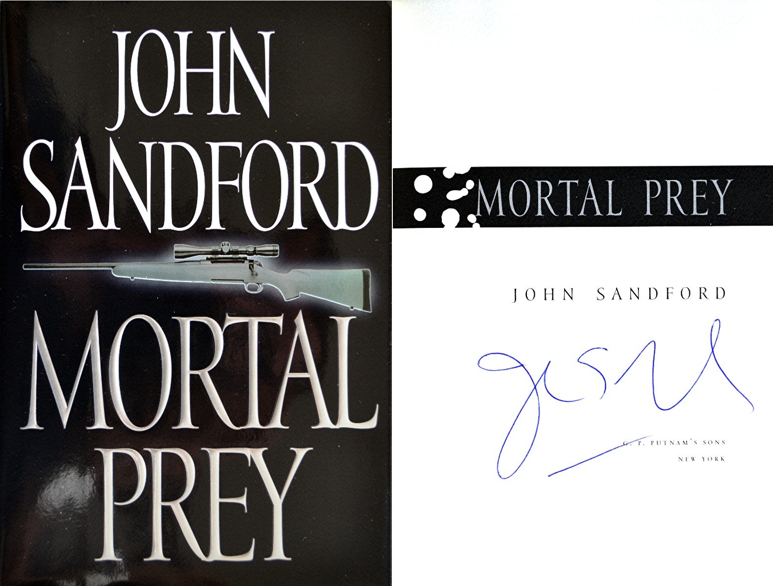 John Sandford~SIGNED~Mortal Prey~1st/1st + Photos!! Lucas Davenport #13 ...