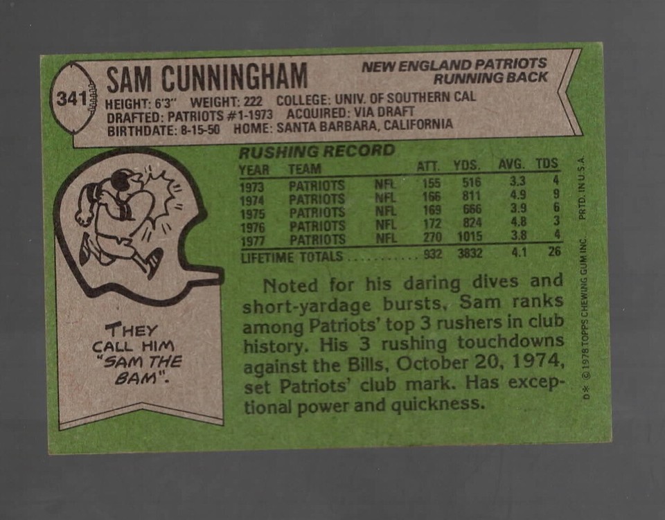 1978 Topps #341 Sam Cunningham Excellent | eBay