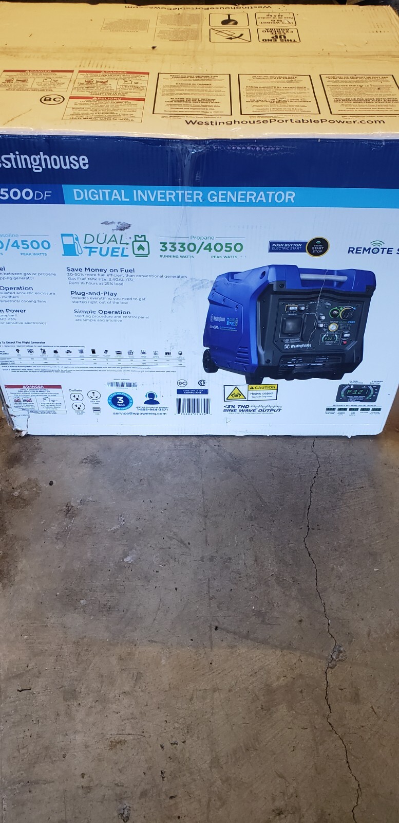 Westinghouse iGen4500DF Dual-Fuel Inverter Generator - Black/Blue for ...