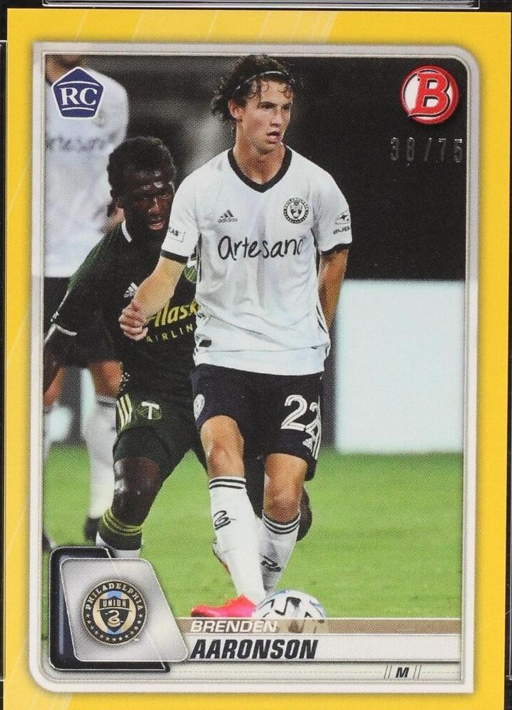 2020 Bowman MLS - Brenden Aaronson #7 Yellow /75 (RC) for sale online ...