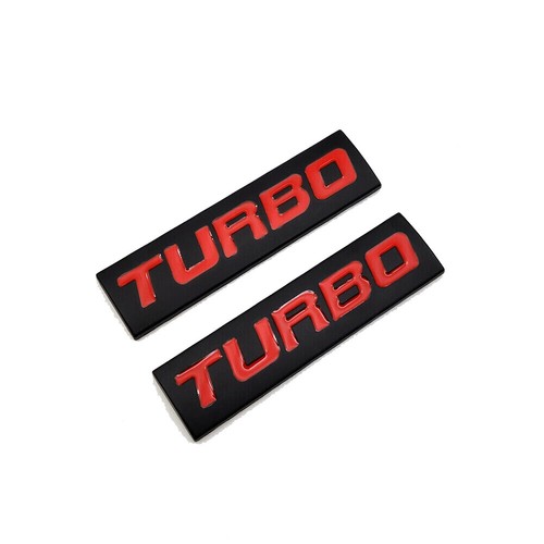 2x Black Finish Metal Emblem Turbo Badge Logo (Red Letter) | eBay