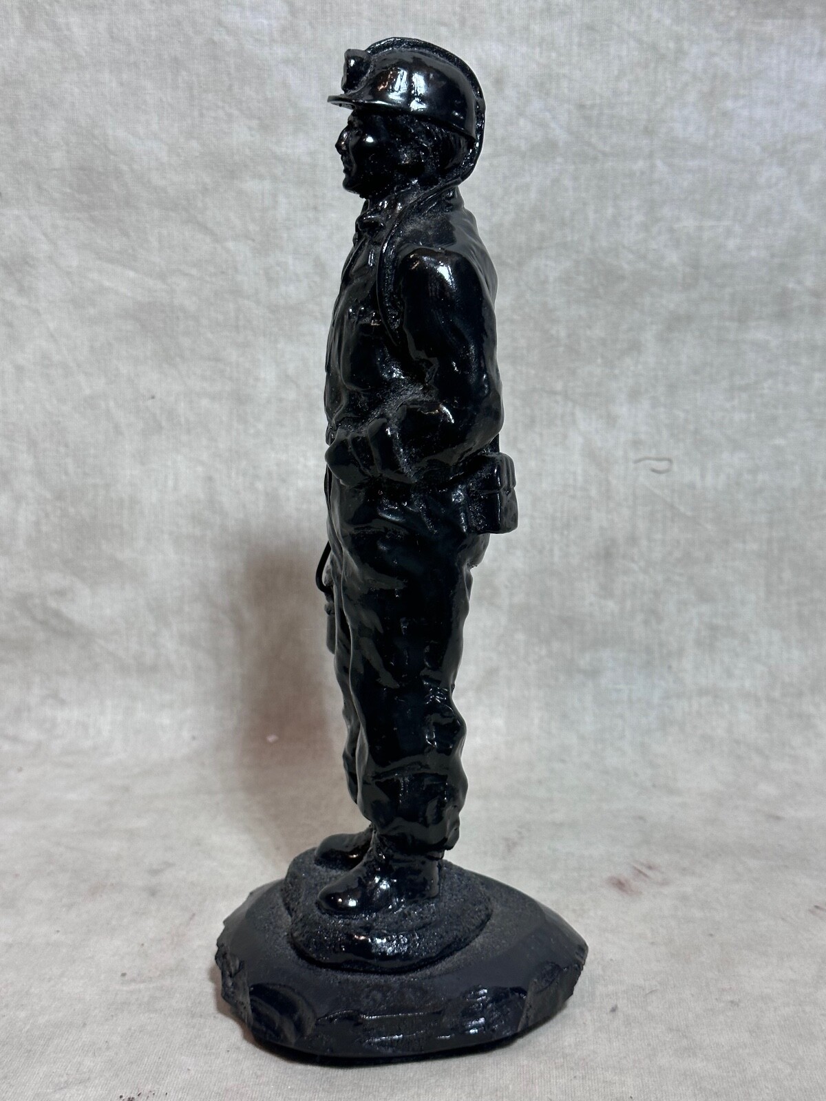 Vintage Coal Miner Statue Figurine Made of Compressed Coal Mining Nice ...