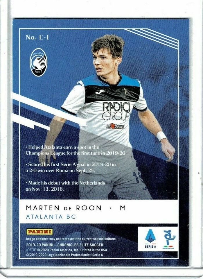 2019-20 Panini Chronicles Soccer Marten de Roon (Atalanta) ELITE RC | eBay