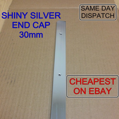SHINY SILVER END CAP 30mm Kitchen Worktop Edging Trim *WITH MATCHING ...