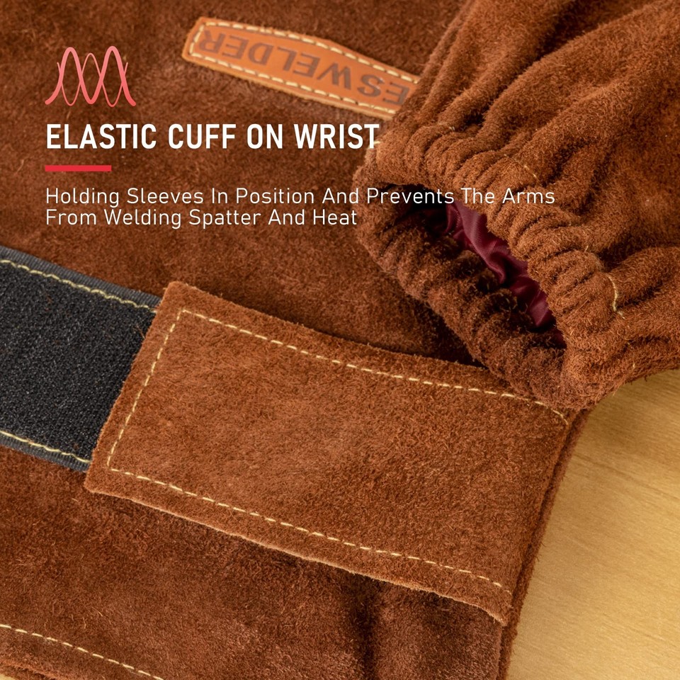 Leather Welding Sleeves Heat Flame Resistant Arm Protection Work ...