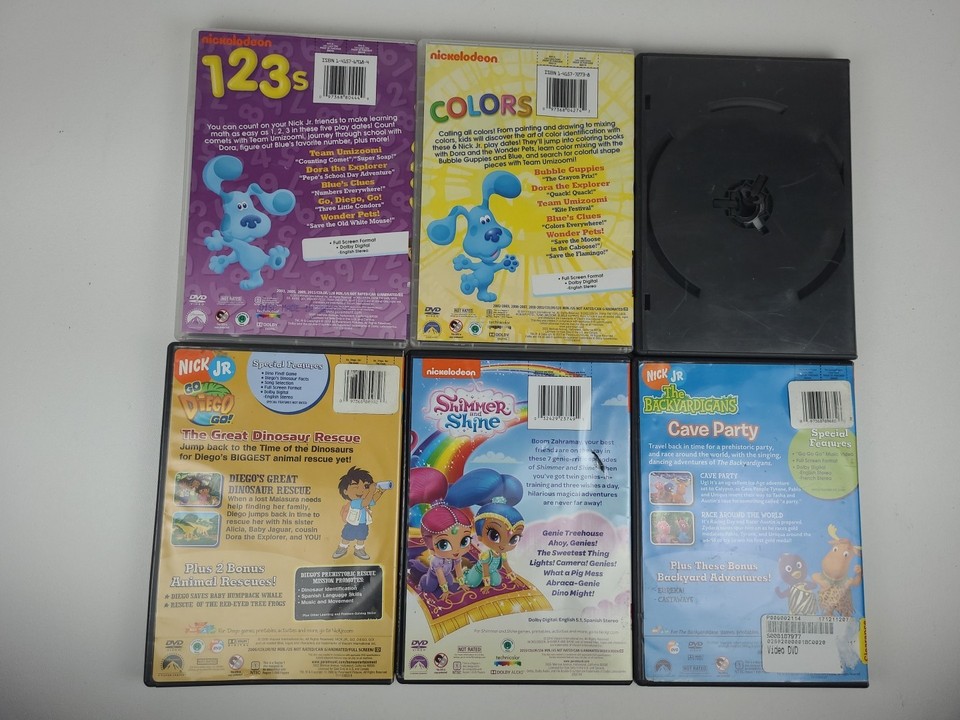 Lot 6 Nick Jr Nickelodeon DVDs- Dora Diego Backyardigans Blue's Clues ...