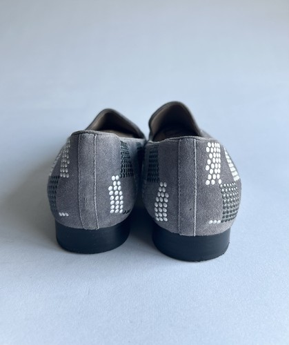 Donald Pliner Grey Suede Silver Grey Metal Polka Dots Flats size 10 | eBay