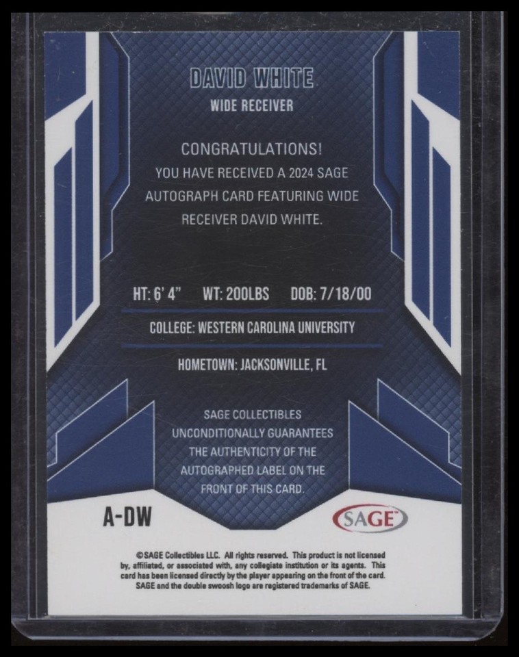 2024 SAGE HIT #A-DW David White Autographs Silver (Low Series) | eBay UK