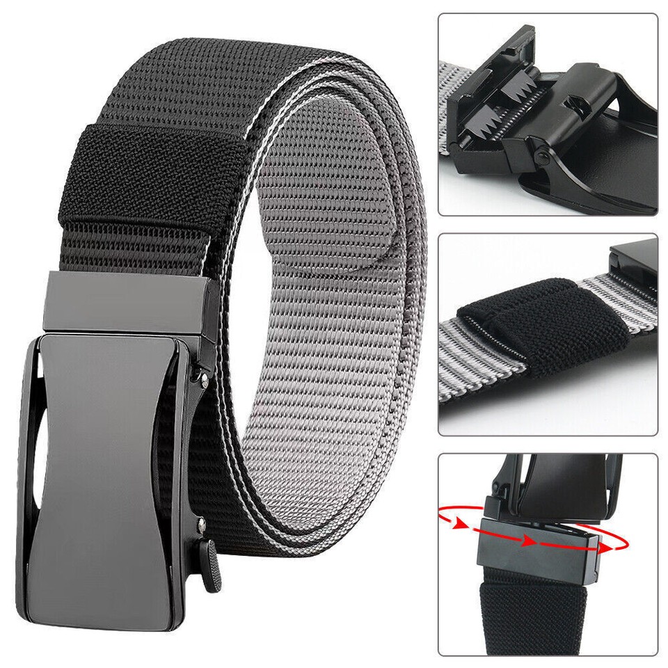 Tactical Men Nylon Belt Automatic Buckle with Slide Ratchet Belts Waist ...